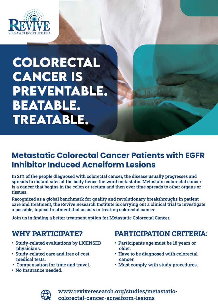 Metastatic Colorectal Cancer (mCRC) - Revive Research Institute, LLC